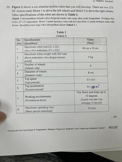 Solved B Figure 2 Shows A Six Wheeled Mobile Robot That