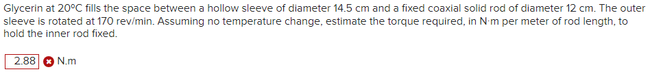 Solved Glycerin at 20°C ﻿fills the space between a hollow | Chegg.com