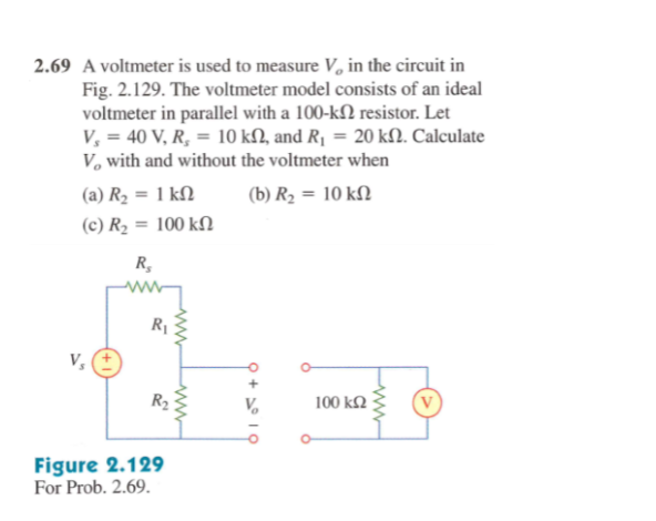 Solved 2.69 A voltmeter is used to measure V, in the circuit | Chegg.com
