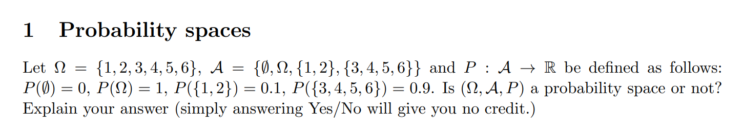 Solved 1 Probability spaces Let | Chegg.com