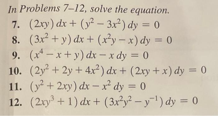 Solved In Problems 7−12, solve the equation. 7. | Chegg.com