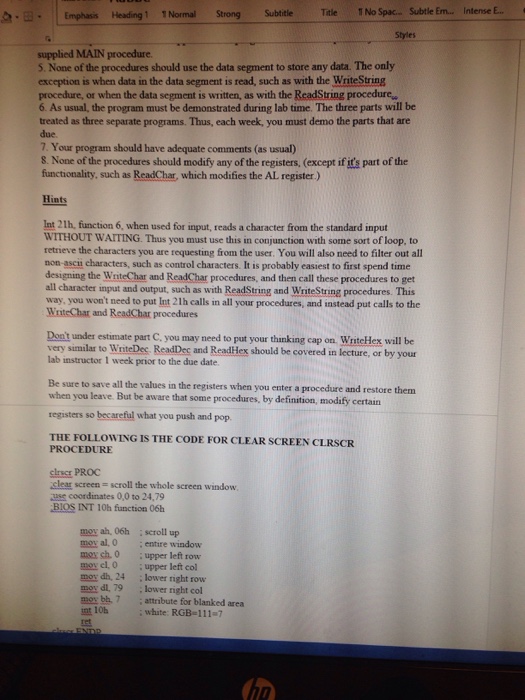 Assembly language program is incomplete need: | Chegg.com
