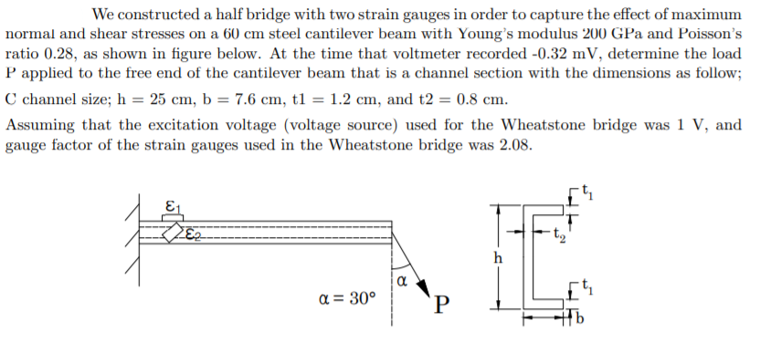 Solved We constructed a half bridge with two strain gauges | Chegg.com