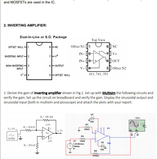 Solved and MOSFETs are used in the IC. 2. INVERTING | Chegg.com