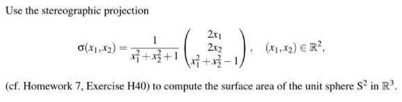 Solved Use the stereographic projection | Chegg.com