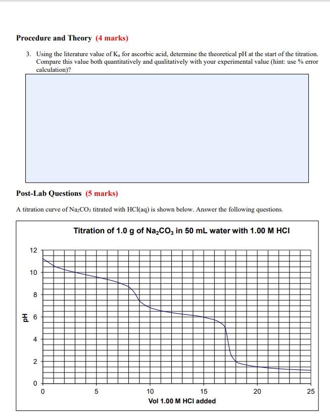 3. Using the literature value of Ka for ascorbic | Chegg.com