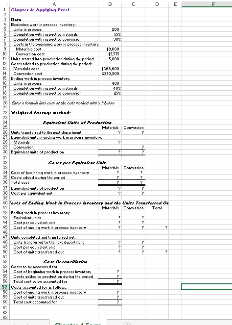 Solved Download the Applying Excel form and enter formulas | Chegg.com