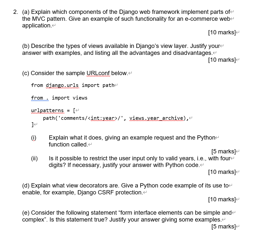 Solved A Explain Which Components Of The Django Web