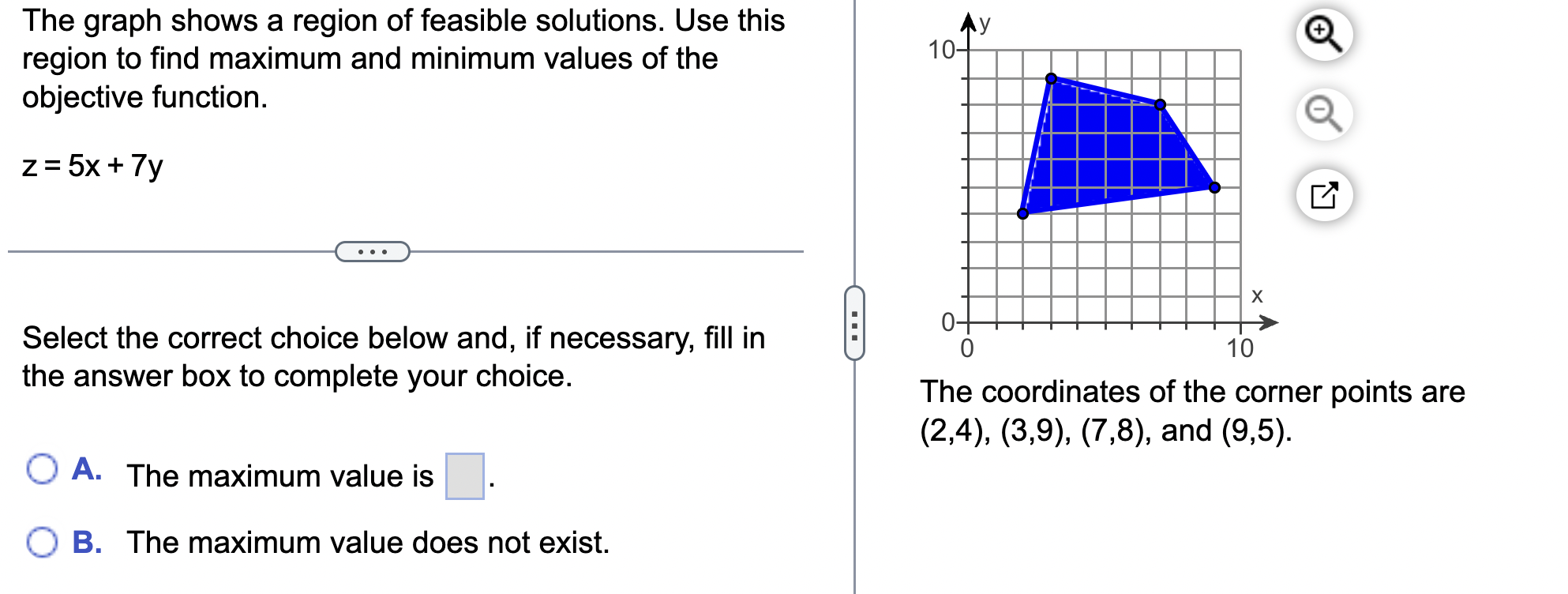 Solved The graph shows a region of feasible solutions. Use | Chegg.com