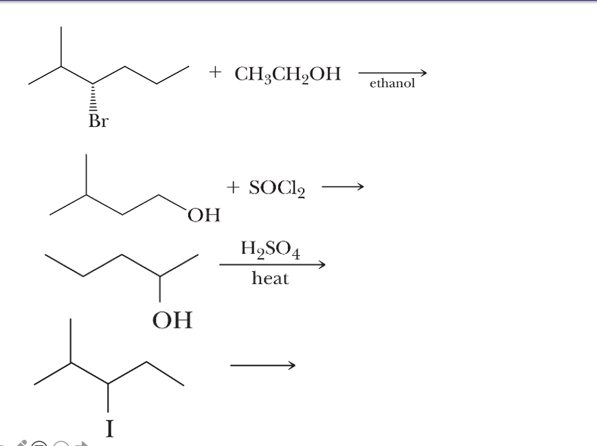 Solved + CH3CH2OH ethanol Br + SOCl2 OH H2SO4 heat OH I | Chegg.com