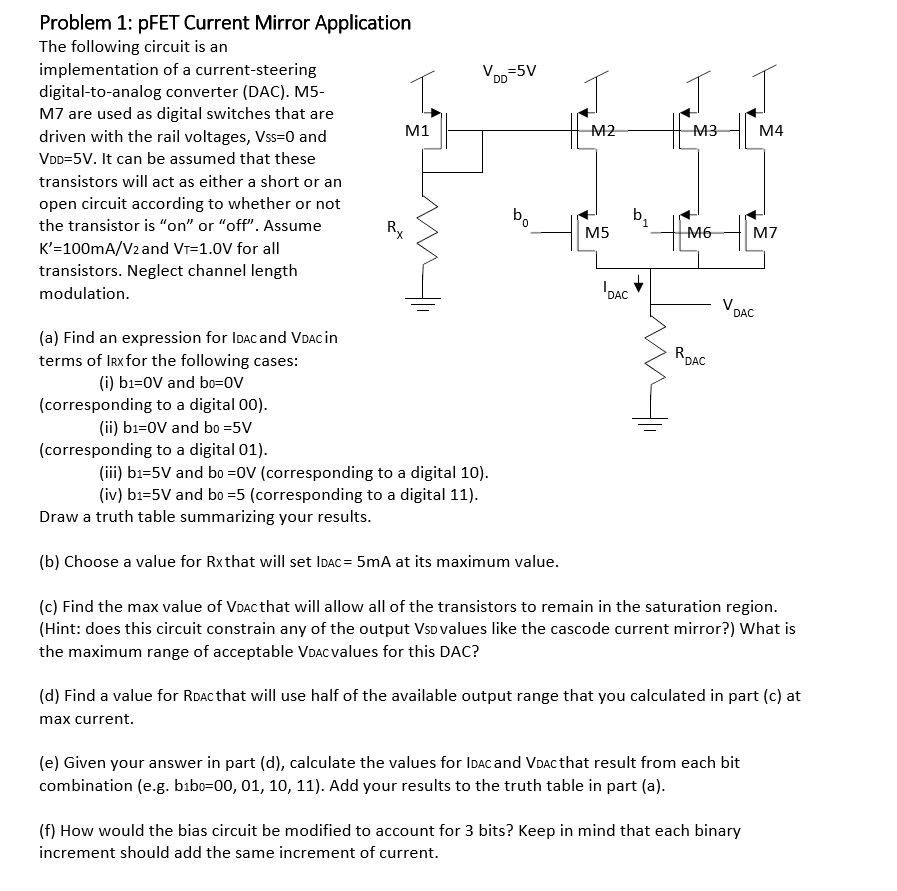 Problem 1: pFET Current Mirror Application The | Chegg.com