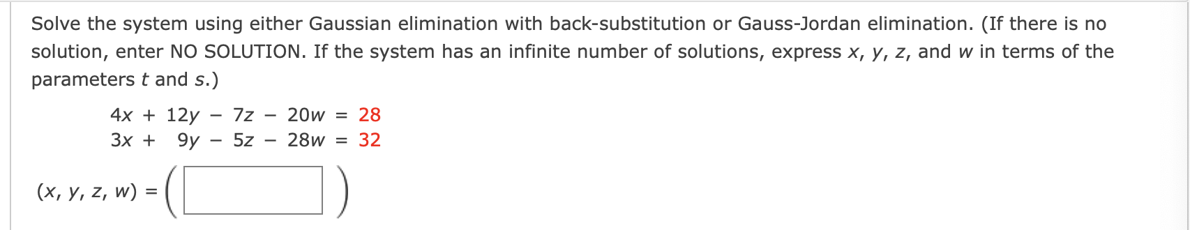 Solved Solve the system using either Gaussian elimination | Chegg.com