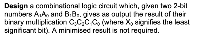 Solved Design a combinational logic circuit which, given two | Chegg.com