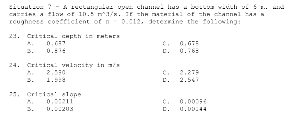 Solved Situation 7 - A rectangular open channel has a bottom | Chegg.com
