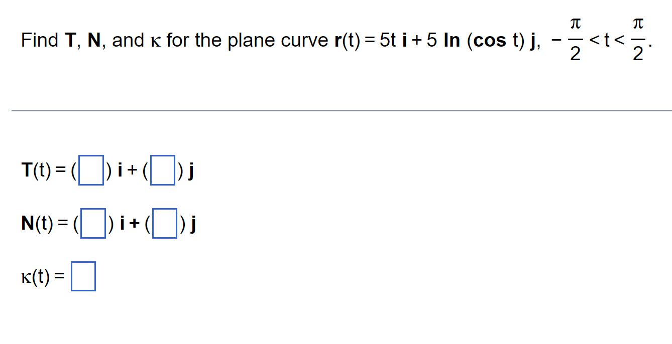 Solved Find T,N, and κ for the plane curve | Chegg.com