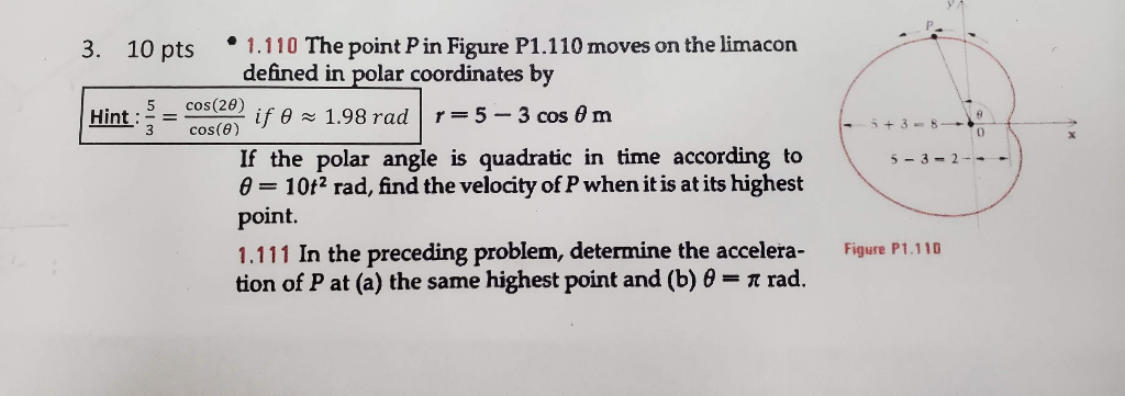 Solved 1.110 The point P in Figure P1.110 moves on the | Chegg.com