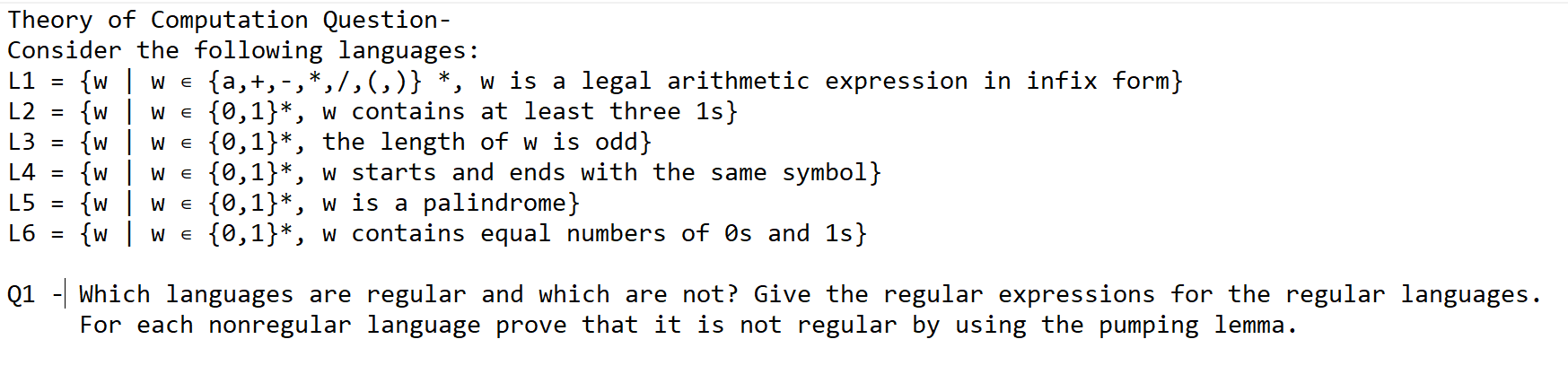 Solved Theory of Computation Question- Consider the | Chegg.com