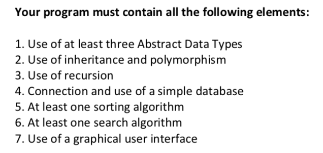 Your program must contain all the following elements: | Chegg.com