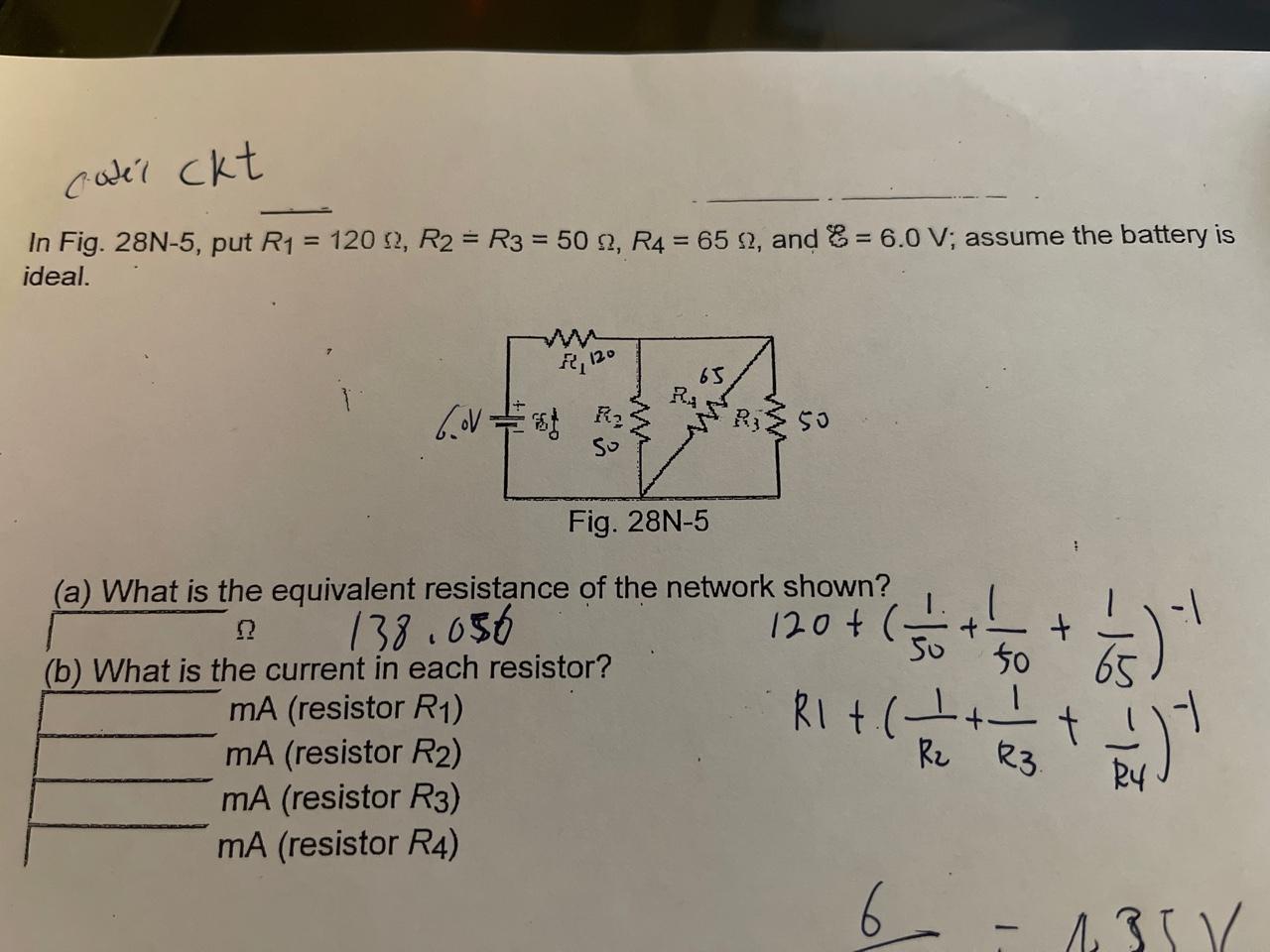 Solved codél ckt In Fig. 28N-5, put R1 = 1202, R2 = R3 = 50 | Chegg.com