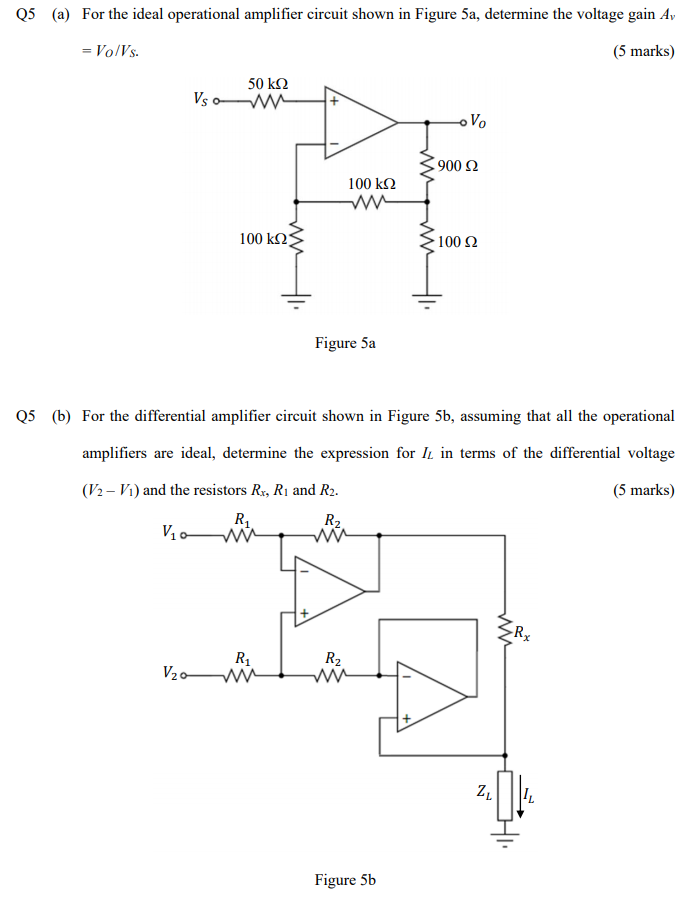 Solved Q5 (a) For the ideal operational amplifier circuit | Chegg.com