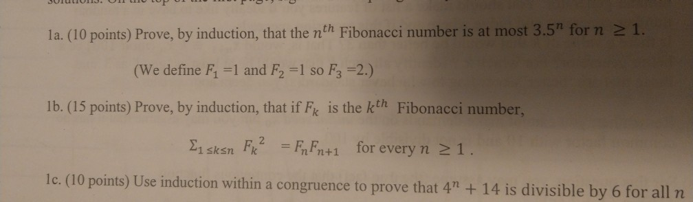 Solved SUILLIUI. ILI LOPULLO 1a. (10 points) Prove, by | Chegg.com