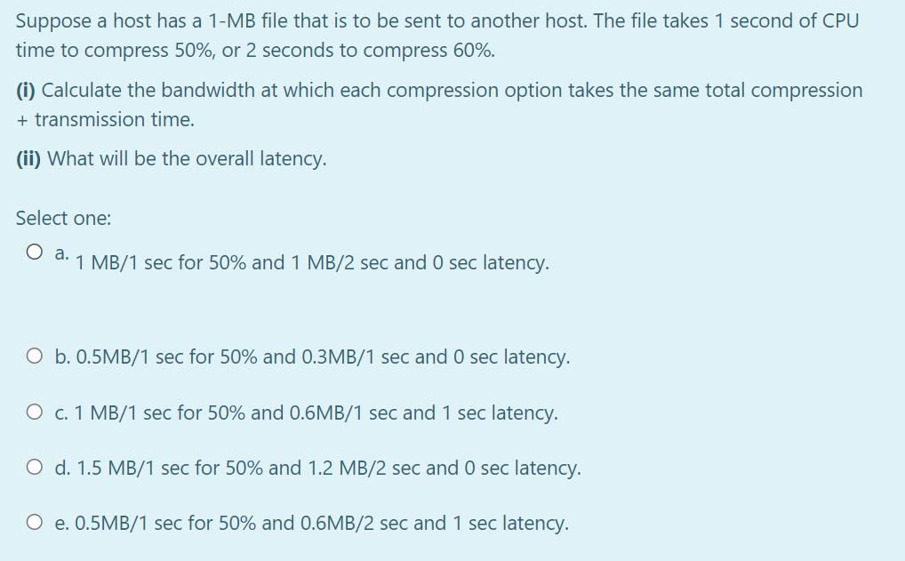 Solved Suppose a host has a 1-MB file that is to be sent to | Chegg.com