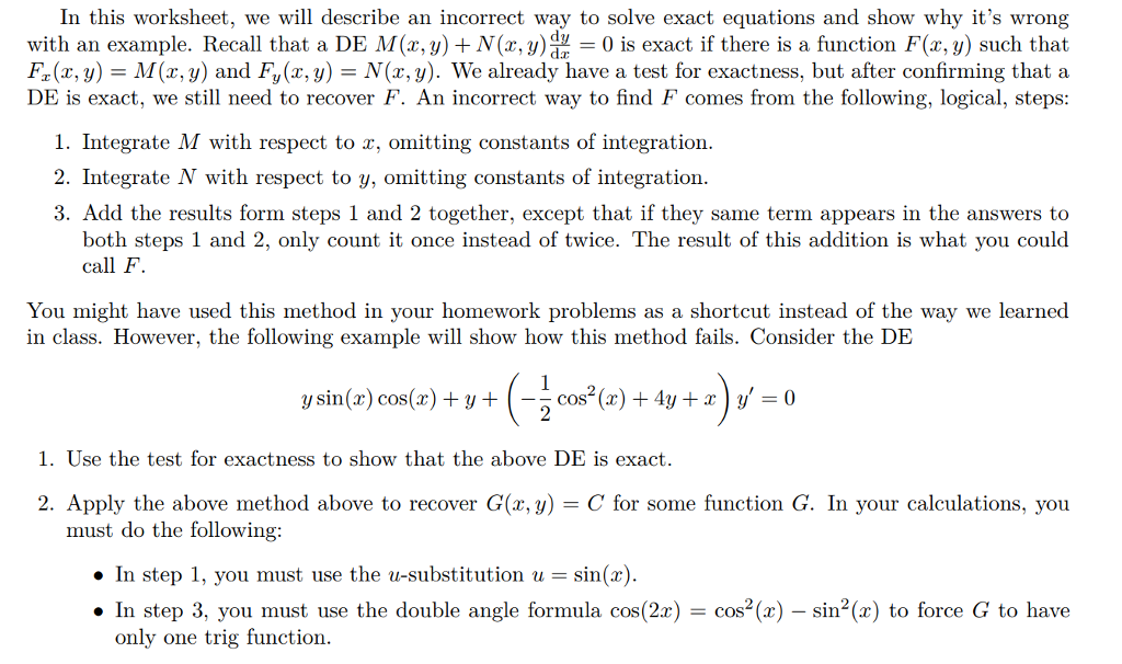 Solved In this worksheet, we wil describe an incorrect way | Chegg.com