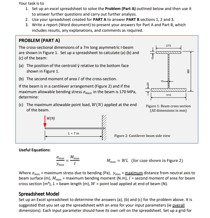 Solved Your task is to 1. Set up an excel spreadsheet to | Chegg.com
