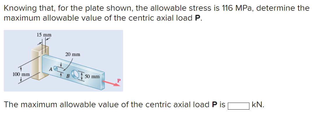 Solved Knowing that, for the plate shown, the allowable | Chegg.com