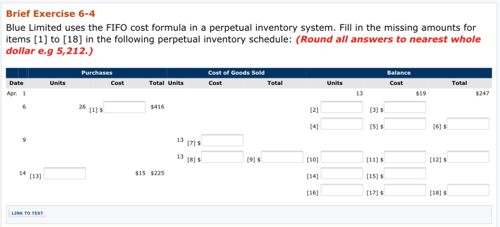 Solved Brief Exercise 6-4 Blue Limited uses the FIFO cost | Chegg.com