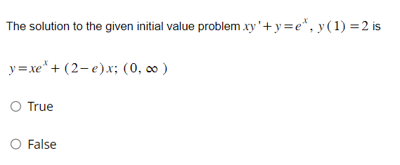 Solved The solution to the given initial value problem | Chegg.com