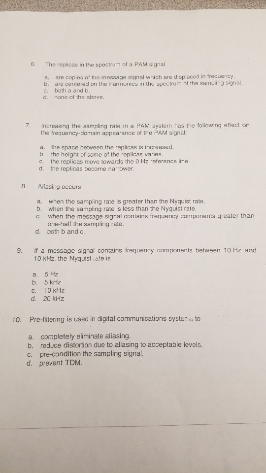 Solved 6. The replicas in the spectrum of a PAM signal a. | Chegg.com