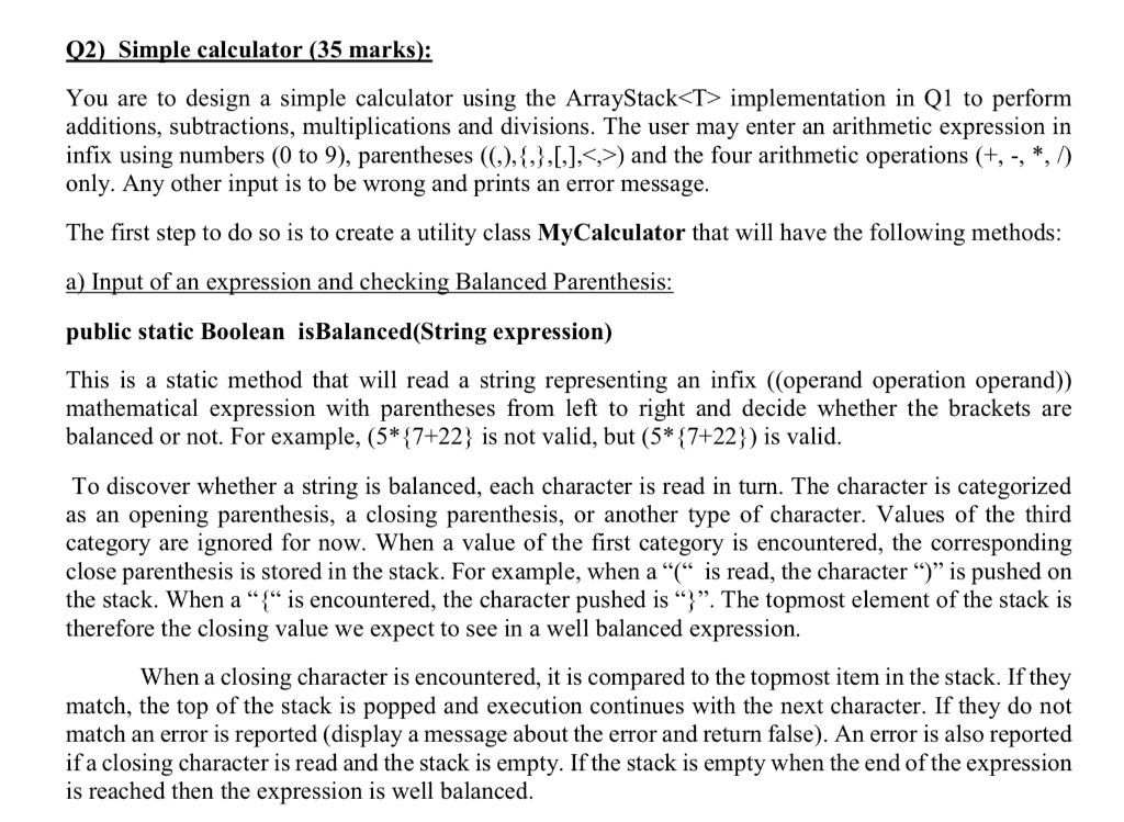 Solved Q2) Simple calculator (35 marks): You are to design a | Chegg.com