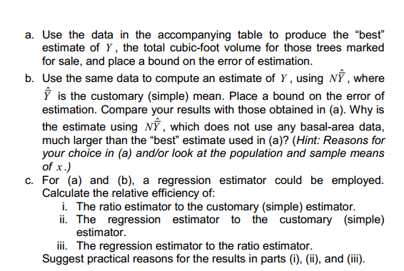 3. A forester is interested in estimating the total | Chegg.com