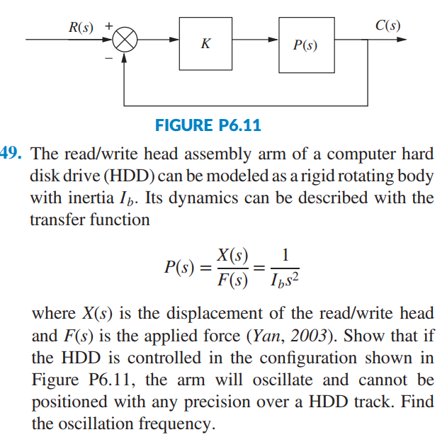 Solved + R(S) 7 P(s) FIGURE P6.11 49. The read/write head | Chegg.com