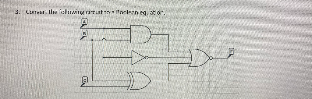 Solved Convert the following circuit to a Boolean equation. | Chegg.com
