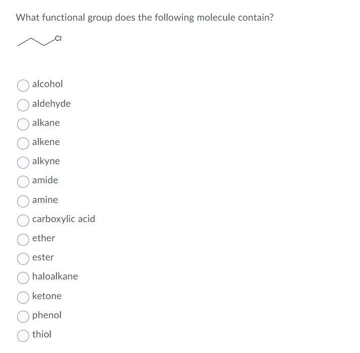 Solved What functional group does the following molecule | Chegg.com