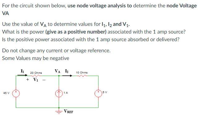 Solved For the circuit shown below, use node voltage | Chegg.com