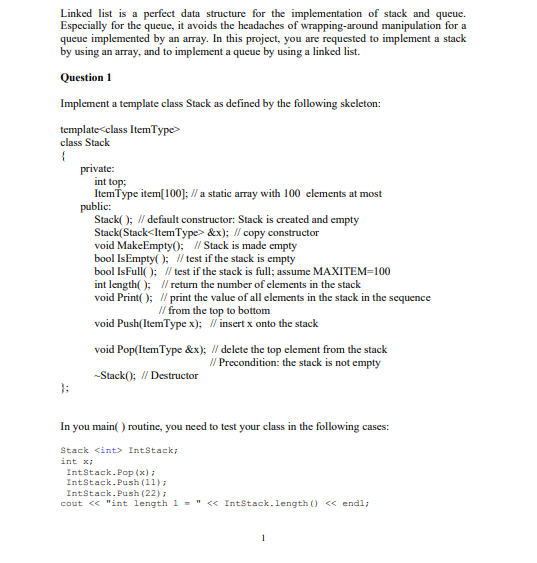 Solved Linked list is a perfect data structure for the | Chegg.com