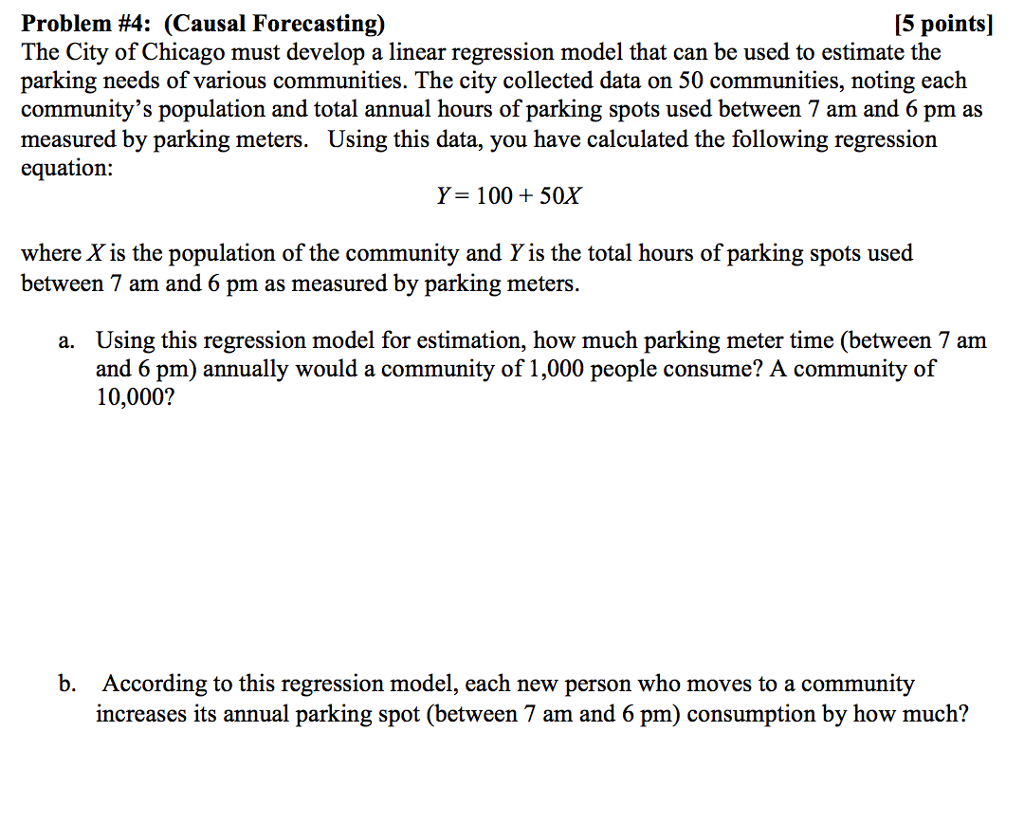 Solved Problem #4: (Causal Forecasting) The City of Chicago | Chegg.com