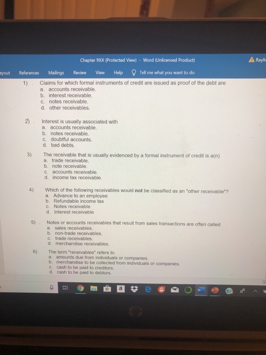 Solved Chapter 9XX (Protected View) Word (Unlicensed | Chegg.com