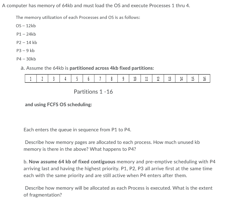 Solved A computer has memory of 64kb and must load the OS | Chegg.com
