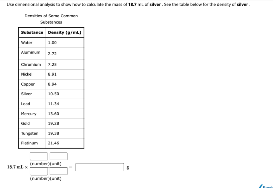 Solved Use dimensional analysis to show how to calculate the | Chegg.com