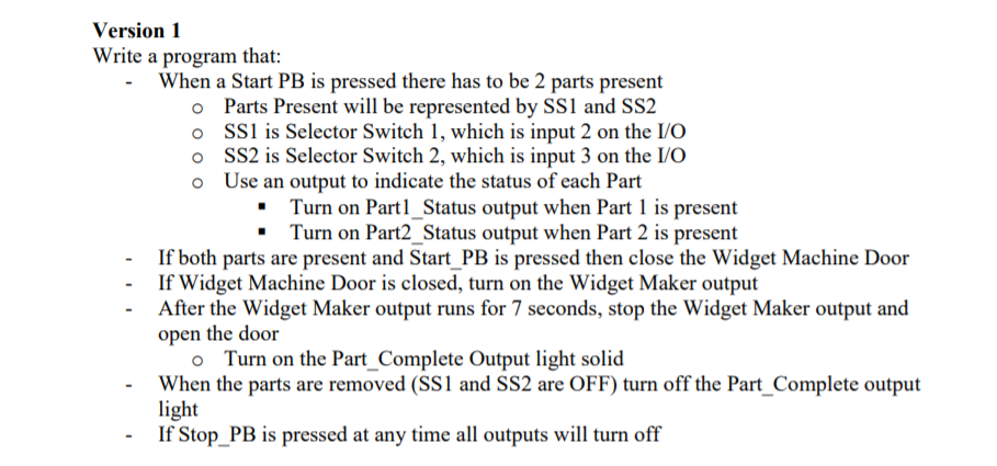 Solved Version 1 Write a program that: When a Start PB is | Chegg.com