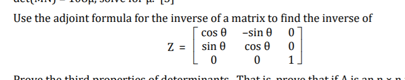 Solved Use the adjoint formula for the inverse of a matrix | Chegg.com
