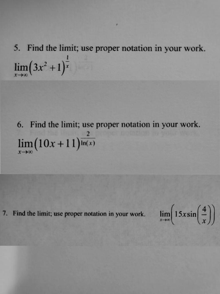 Solved 5. Find the limit; use proper notation in your work. | Chegg.com