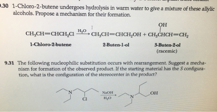 Solved 1-Chloro-2-butene undergoes hydrolysis in warm water | Chegg.com