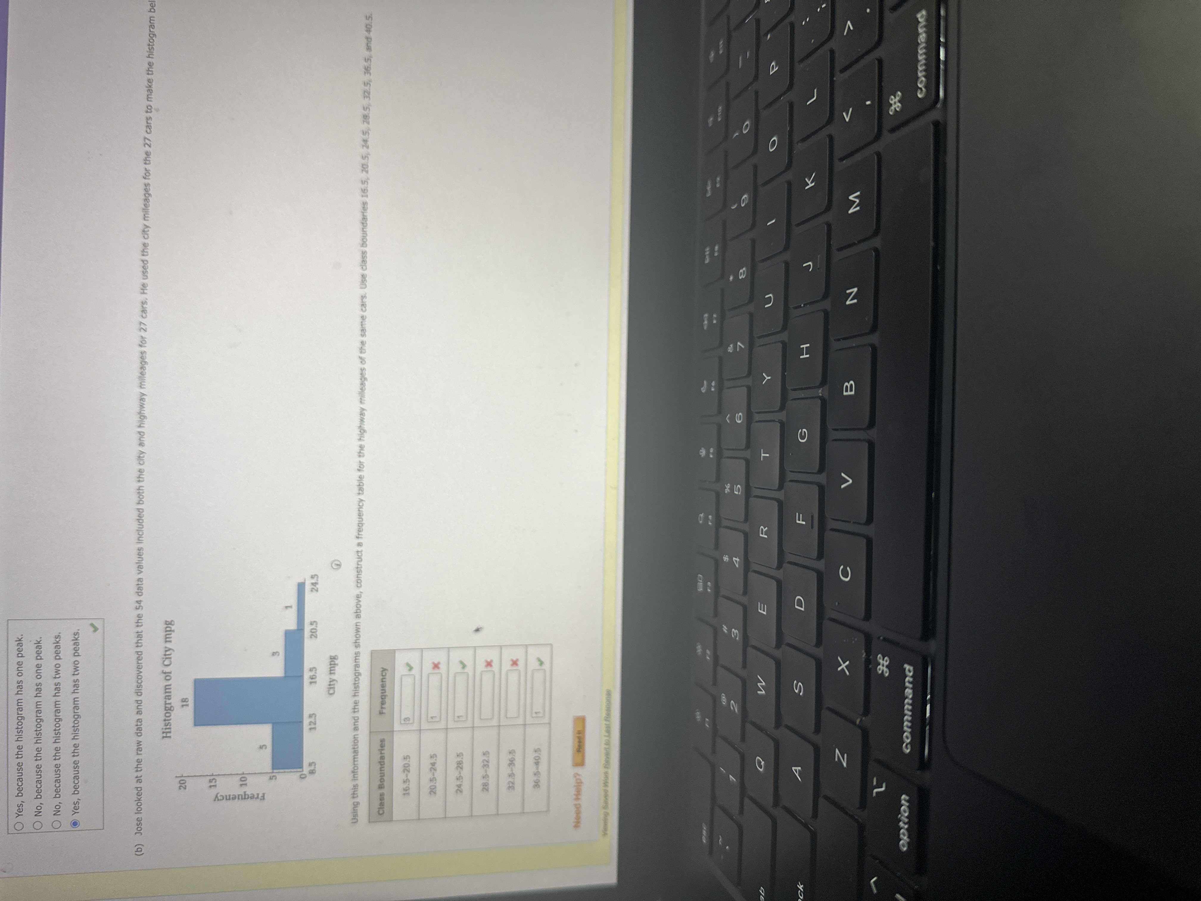 Solved Yes, because the histogram has one peak.No, ﻿because | Chegg.com
