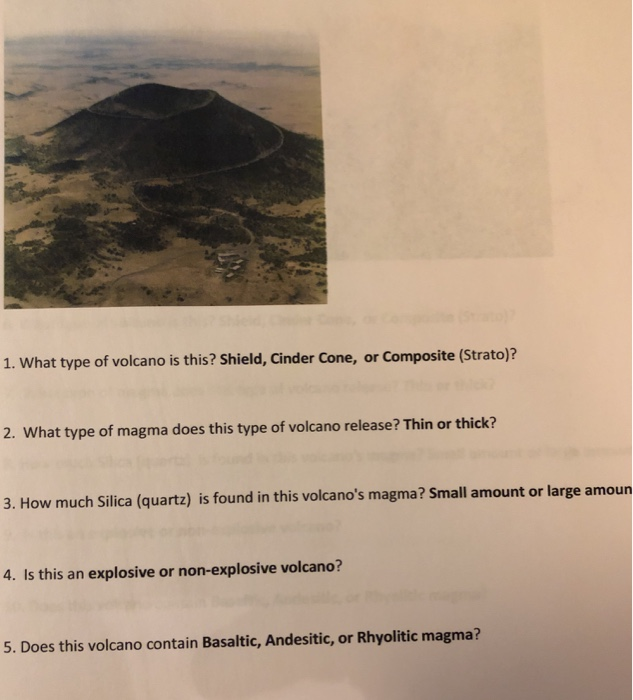 Solved 1. What type of volcano is this? Shield, Cinder Cone, | Chegg.com