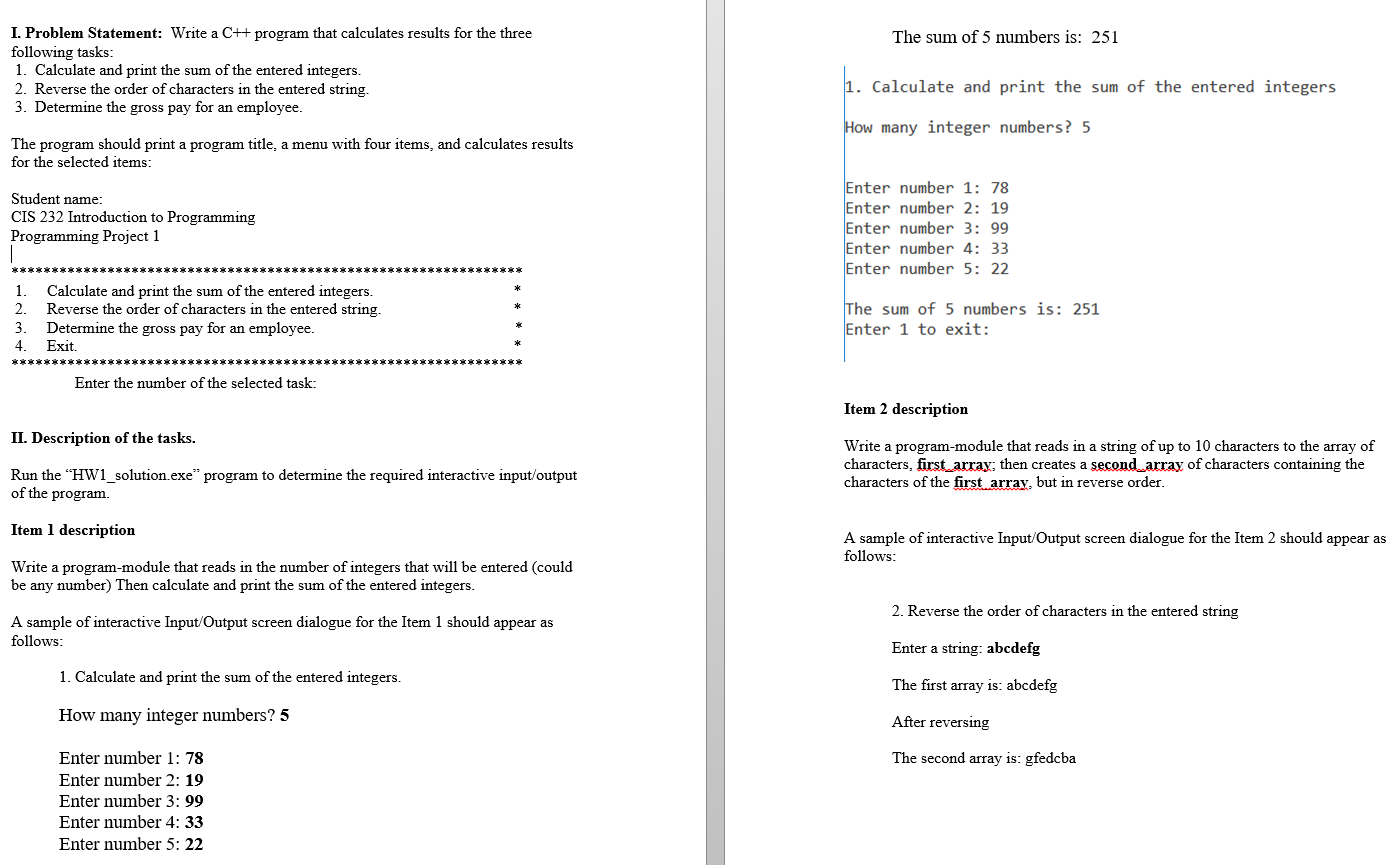 Solved The sum of 5 numbers is: 251 I. Problem Statement: | Chegg.com
